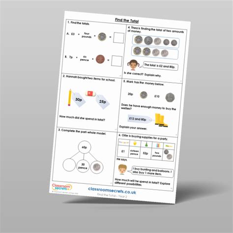 Year 2 Find The Total Mixed Activity Resource Classroom Secrets
