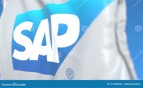 Waving Flag With SAP SE Logo Close Up Editorial D Rendering Editorial Image Illustration Of