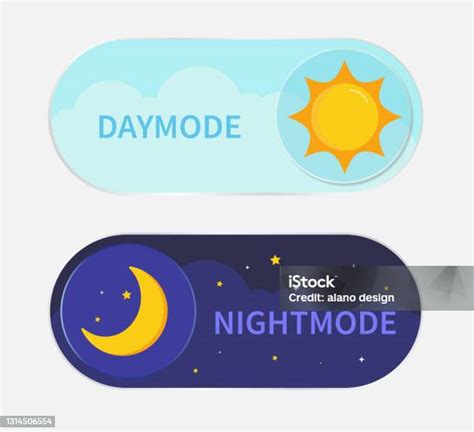 낮과 밤 모드 는 태양과 달 버튼을 전환합니다 웹 사이트 및 응용 프로그램에 대한 디자인 벡터 그림입니다 밤낮 시리즈에 대한 스톡 벡터 아트 및 기타 이미지 Istock