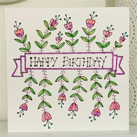 Happy Birthday Doodle Card Folksy