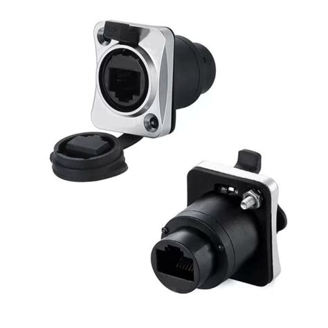 Rj45 Female Socket Dual Port Ip65 Waterproof Ethernet Connector Panel