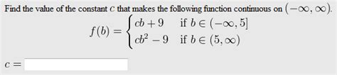 solved find the value of the constant c that makes the