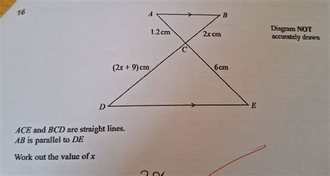 Solved 16 Diagram Not Accurately Drawn Ace And Bcd Are Straight Lines Ab Is Parallel To De