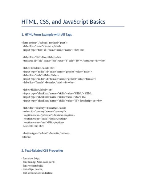 Html Css Js Basics Pdf