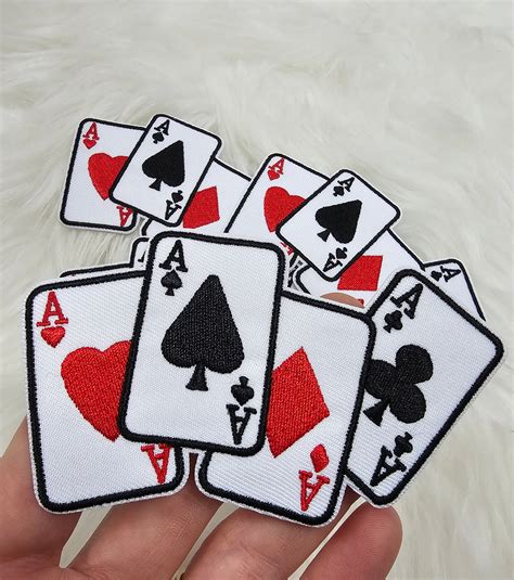 Aces Four Of A Kind Cards Embroidery Woven Iron On Patch Scratch Decor