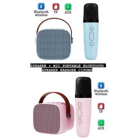 Jual Speaker Karaoke Cipung Gratis Mic Bisa Bluetooth Warna Biru Pink