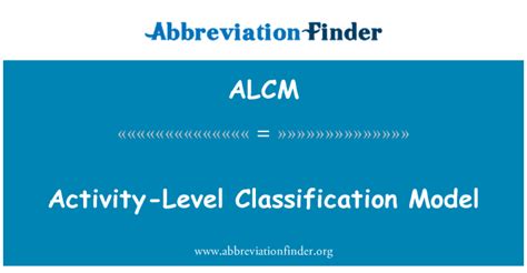 Alcm Stands For Activity Level Classification Model Abbreviation Finder