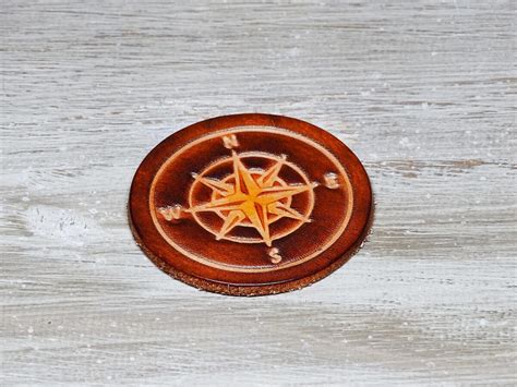 Leder Magnet Pin Ox Antique Kompass Rund 60 Lederbuch