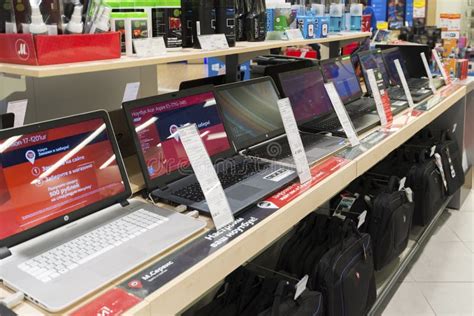 Khimki Russia December 22 2015 Laptops In Mvideo Large Chain Stores Selling Electronics And