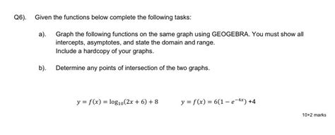 Solved Q6 Given The Functions Below Complete The Following