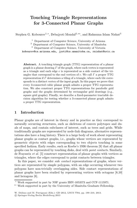 Pdf Touching Triangle Representations For 3 Connected Planar Graphs