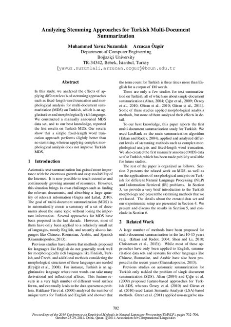 Pdf Analyzing Stemming Approaches For Turkish Multi Document Summarization