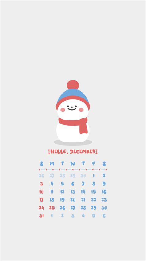 귀여운 눈사람 12월 달력 배경화면 Tooldi
