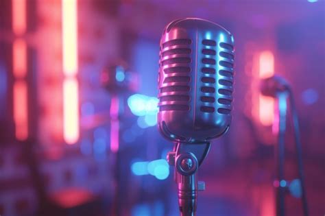 Vintage Boom Microphones In Retrowave Pastel Colors Premium Ai