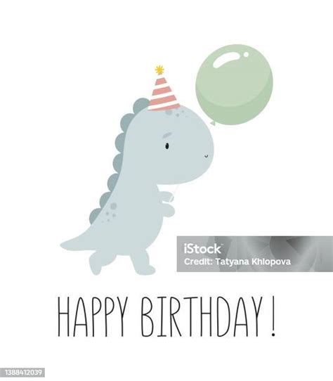 풍선공룡 만화 스타일 벡터 그림입니다 어린이 물건 카드 포스터 배너 어린이 책 팩인쇄 옷 직물 벽지 섬유 또는 요리에 인쇄 0명에 대한 스톡 벡터 아트 및 기타 이미지