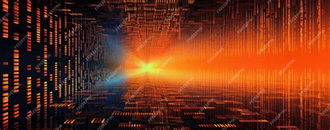 Premium Photo Wide Panoramic Representation Of A Flowing Binary Code Stream In A Vibrant Neon