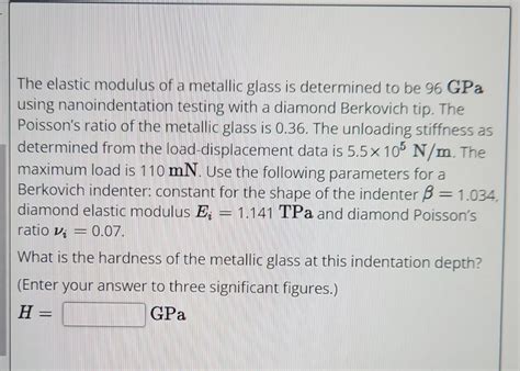 Solved The Elastic Modulus Of A Metallic Glass Is Determined