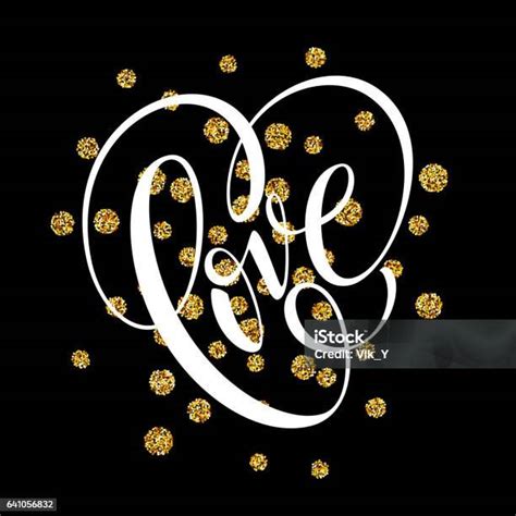 행복 한 발렌타인 황금 반짝이 레터링 손 벡터 일러스트 레이 션 0명에 대한 스톡 벡터 아트 및 기타 이미지 0명 개념 개념과 주제 Istock
