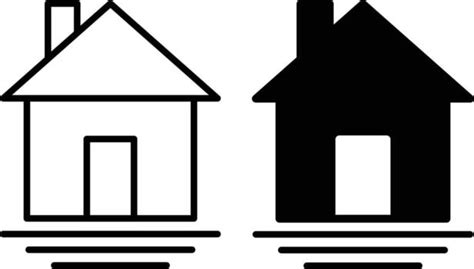 Vector Image Of Black And White House With Chimney Outline
