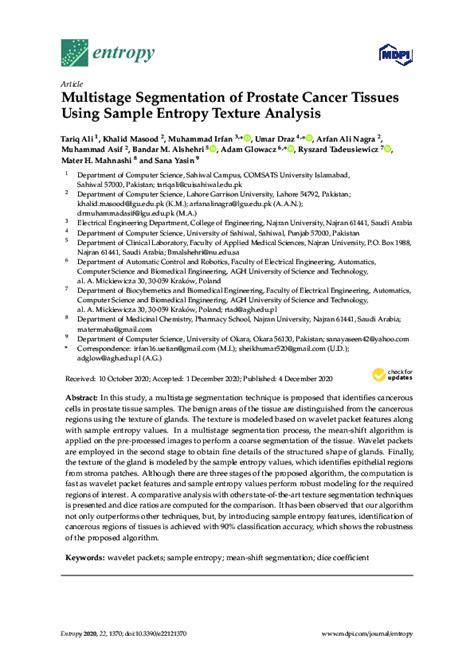Pdf Multistage Segmentation Of Prostate Cancer Tissues Using Sample