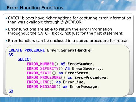 Ppt Module 12 Handling Errors In T Sql Code Powerpoint Presentation