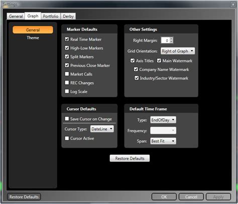 Defaut Graph Settings