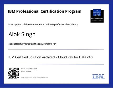 Alok Singh On Linkedin Ibm Certification Dataarchitecture Ai Cloudpakfordata