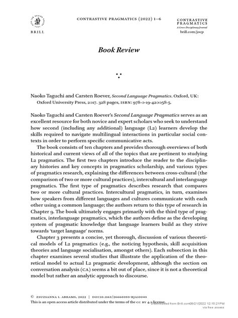 Second Language Pragmatics Written By Naoko Taguch Pdf Second Language Acquisition Second