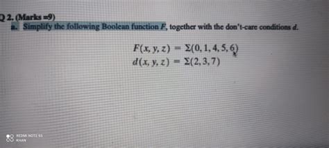 solved q2 marks 9 a simplify the following boolean