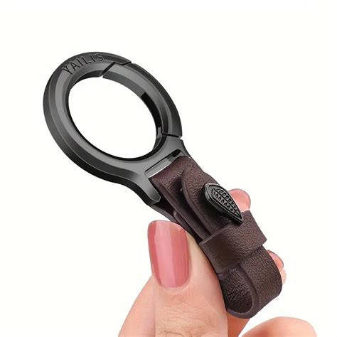 Me1940 Dark Steel Leather Keychain Mecal Men Accessories توصيل