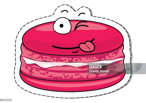 Cartoon Macaron Cute Character Face Sticker Stock Illustration