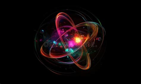Colorful Abstract Representation Atom Vibrant Energy Particles Showcasing Atomic Structure