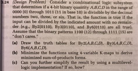 Solved 824 Design Problem Consider A Combinational Logic