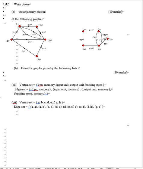 Solved B2 Write Down A The Adjacency Matrix 10 Marks Of