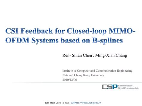 Ppt Csi Feedback For Closed Loop Mimo Ofdm Systems Based On B