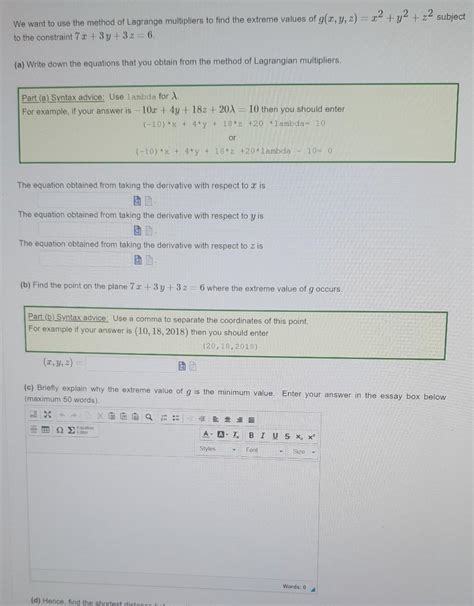 Solved We Want To Use The Method Of Lagrange Multipliers To Chegg Com