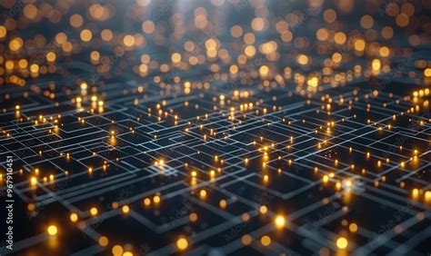 Abstract Representation Of A Digital Circuit With Glowing Nodes Depicting Futuristic Technology