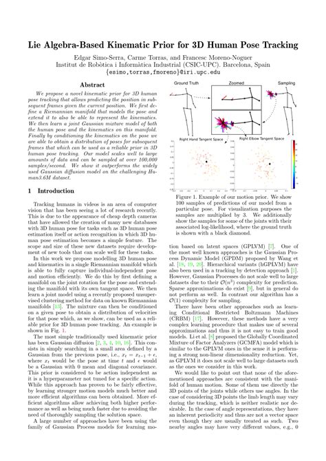 pdf lie algebra based kinematic prior for 3d human pose tracking