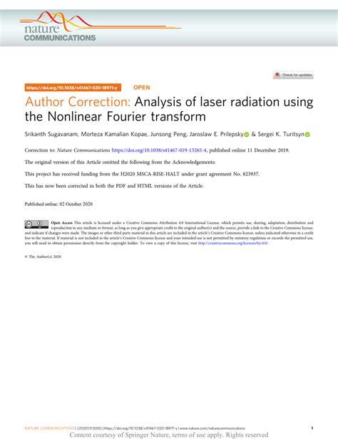Pdf Author Correction Analysis Of Laser Radiation Using The Nonlinear Fourier Transform