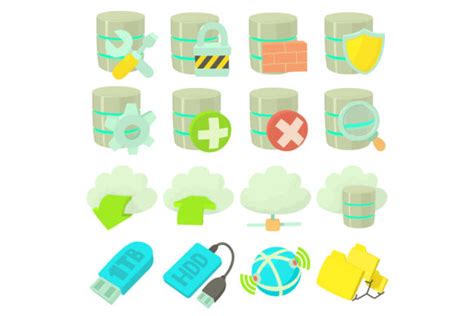 Database Symbols Icons Set Graphic By Ylivdesign · Creative Fabrica