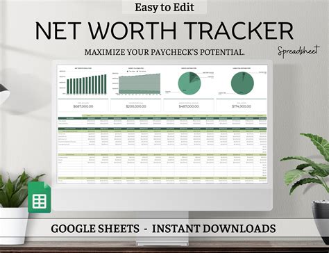 Net Worth Tracker Spreadsheet Template For Google Sheets Etsy