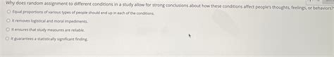 Why Does Random Assignment To Different Conditions In