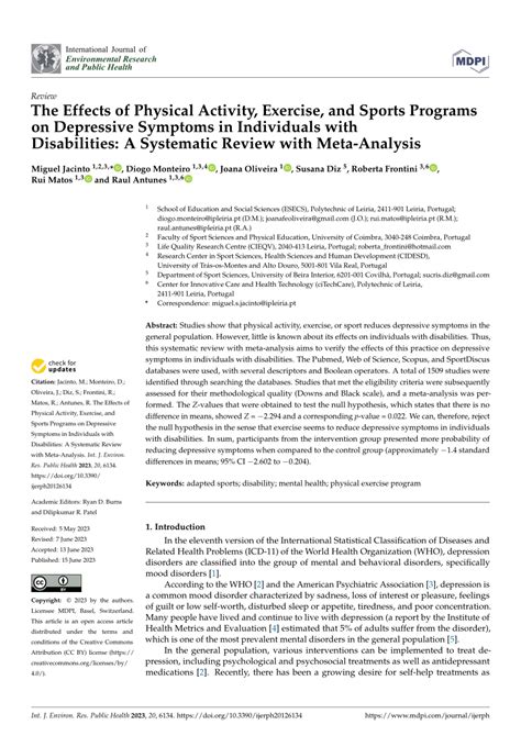 Pdf The Effects Of Physical Activity Exercise And Sports Programs On Depressive Symptoms In
