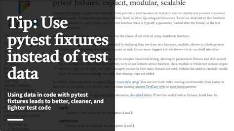 Tip Use Pytest Fixtures Instead Of Test Data Janmeppe