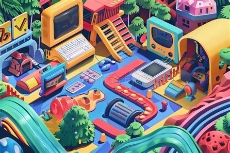 A Digital Playground Bursting With Colorful Hues And Whimsical Elements