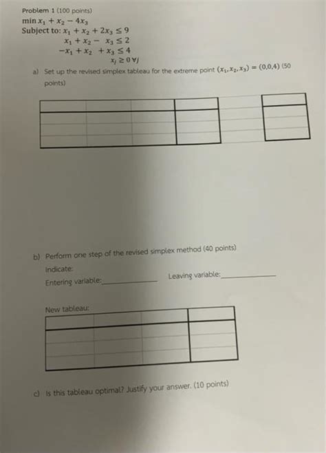 solved problem 1 100 polnts minx1 x2−4x3 subject to