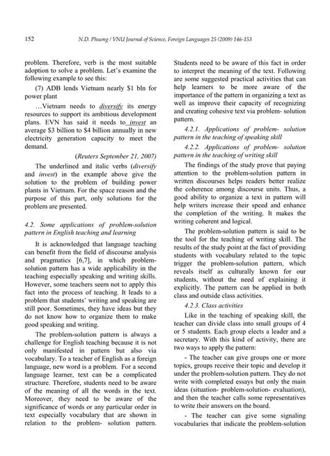 problem solution pattern in english online brief news on vietnam