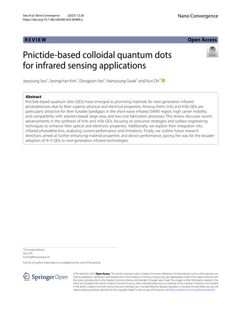 Pdf Pnictide Based Colloidal Quantum Dots For Infrared Sensing Applications