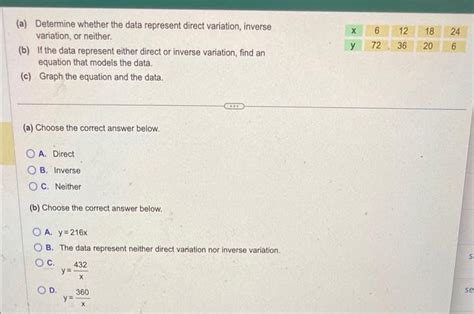 Solved A Determine Whether The Data Represent Direct