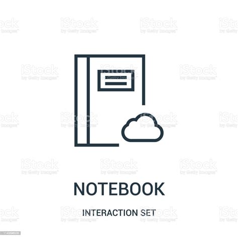 상호 작용 집합 컬렉션에서 전자 필기장 아이콘 벡터입니다 얇은 라인 노트북 개요 아이콘 벡터 일러스트 레이 션입니다 0명에 대한